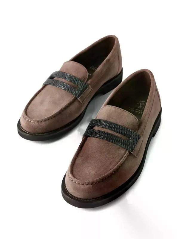 Brunello Cucinelli Suede Penny Loafers