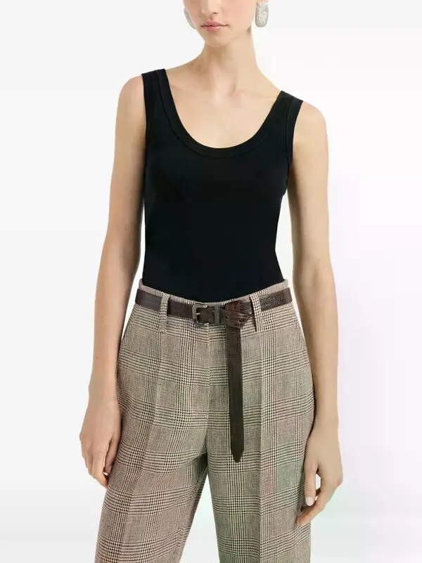 Brunello Cucinelli Monili-detail Ribbed Tank Top - Black