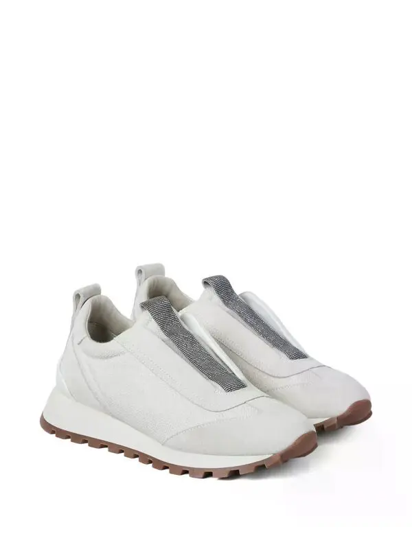 Brunello Cucinelli Canvas Monili-detail Sneakers - Neutrals
