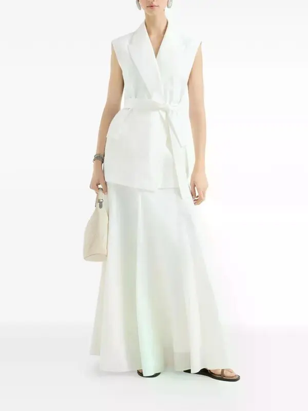 Brunello Cucinelli Belted Lapel Gilet - White