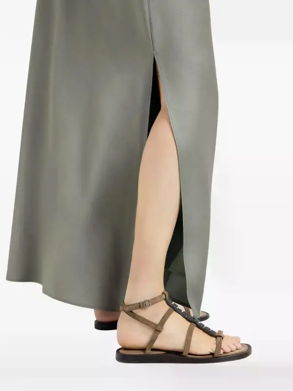 Brunello Cucinelli Midi Skirt With Side Slits - Green