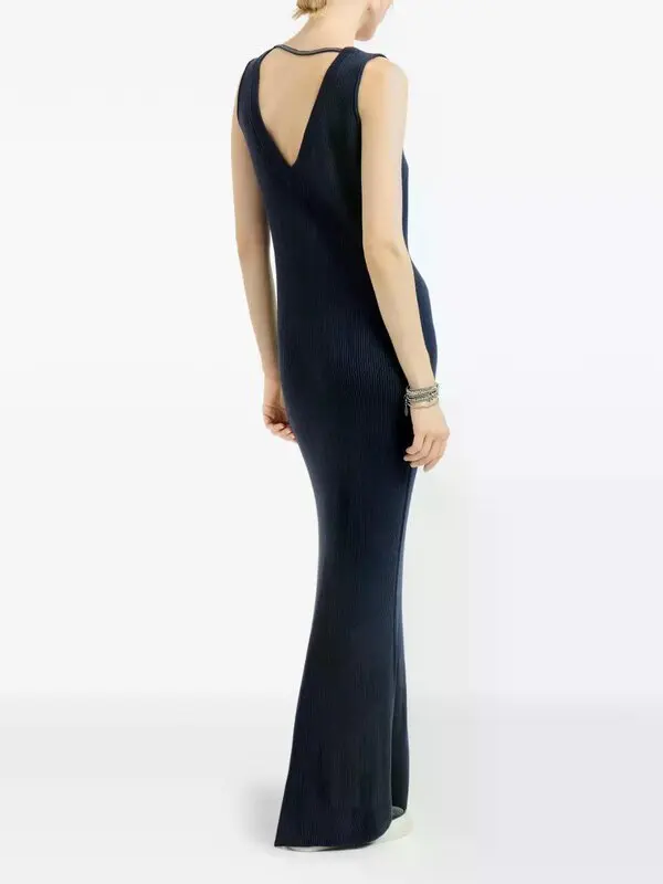 Brunello Cucinelli Ribbed-knit Maxi Dress - Blue