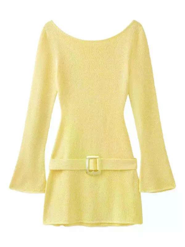 ASTA RESORT Maya Belted-waist Mini Dress - Yellow