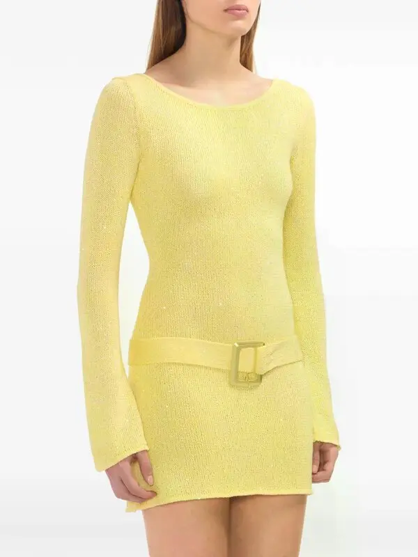 ASTA RESORT Maya Belted-waist Mini Dress - Yellow
