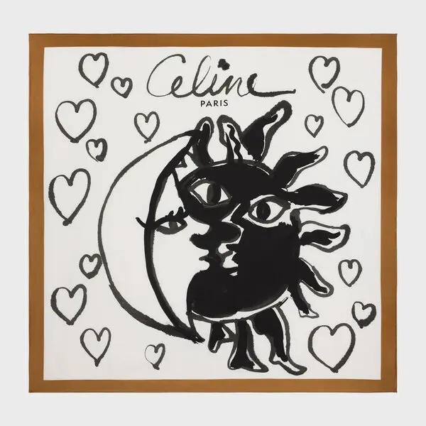 Celine Square Scarf In Silk Twill
