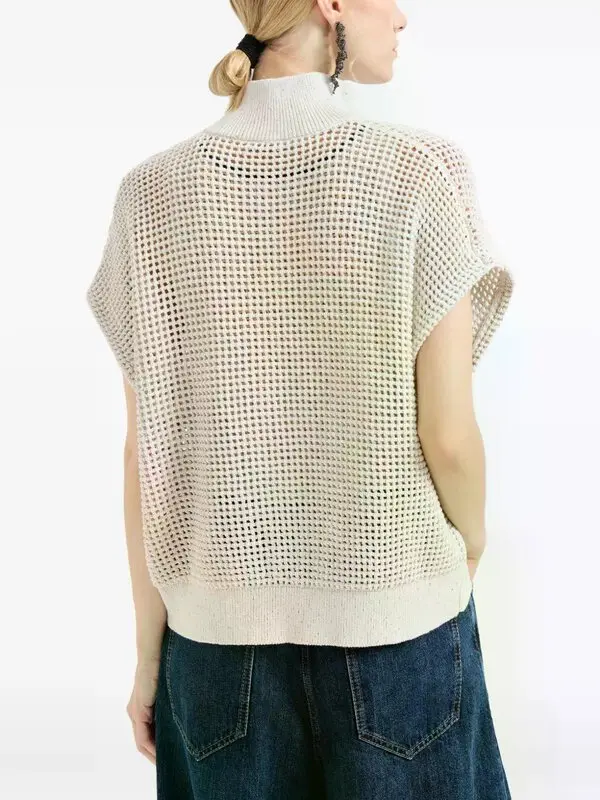 Brunello Cucinelli Cotton Net-knitting Cardigan - Neutrals
