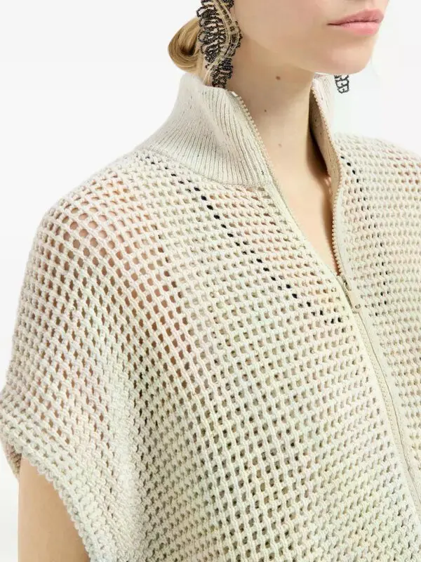 Brunello Cucinelli Cotton Net-knitting Cardigan - Neutrals