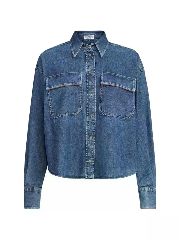 Brunello Cucinelli Overshirt With Flap Pockets - Blue