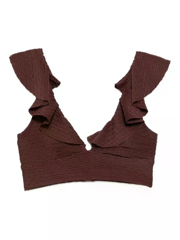 DUSKII Frilled Swim Top - Brown