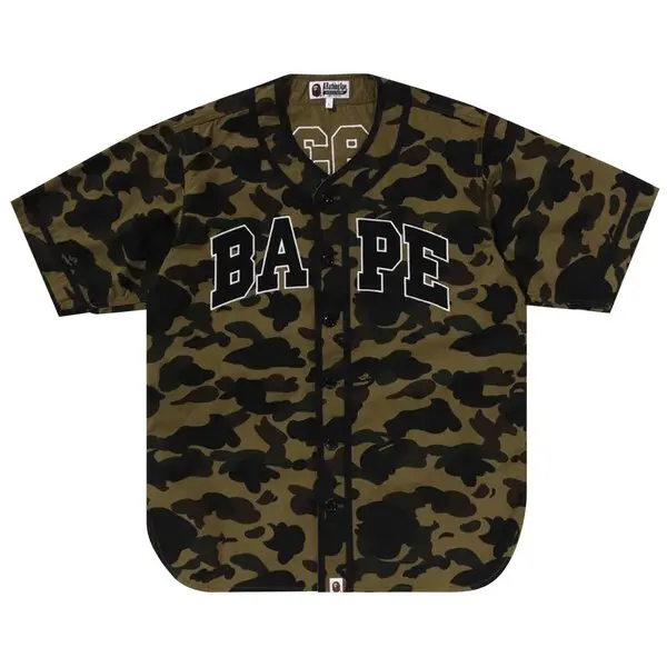 A BATHING APE 1st Camo Baseball Shirt - Green