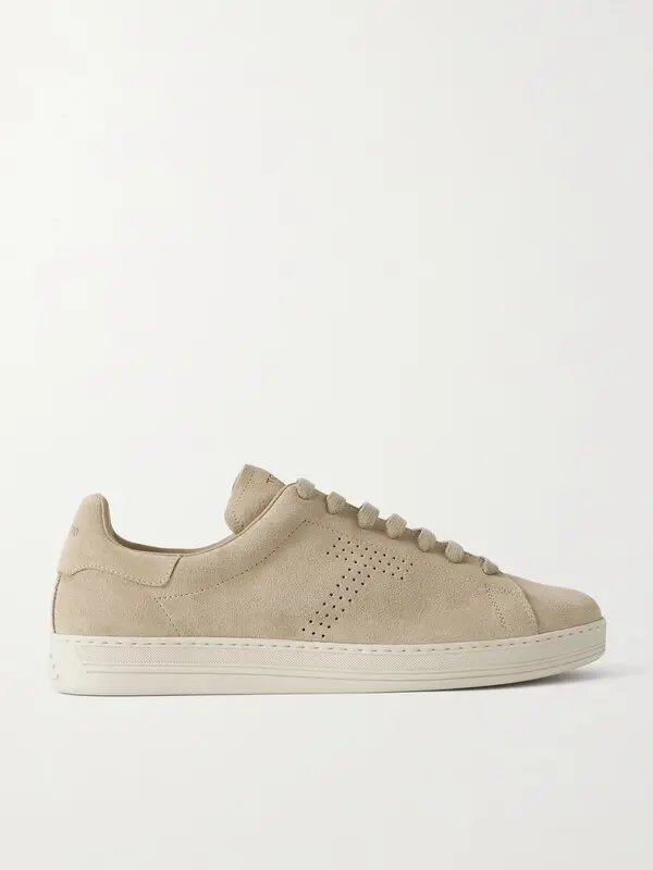TOM FORD Warwick Perforated Suede Sneakers - Brown