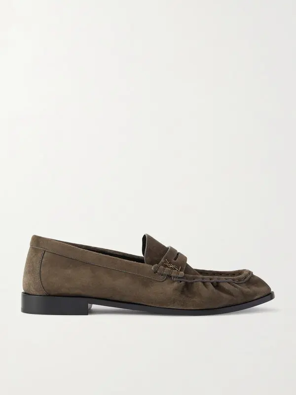 Saint Laurent Le Loafer Monogram Loafers - Gray