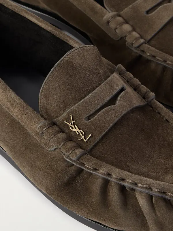 Saint Laurent Le Loafer Monogram Loafers - Gray