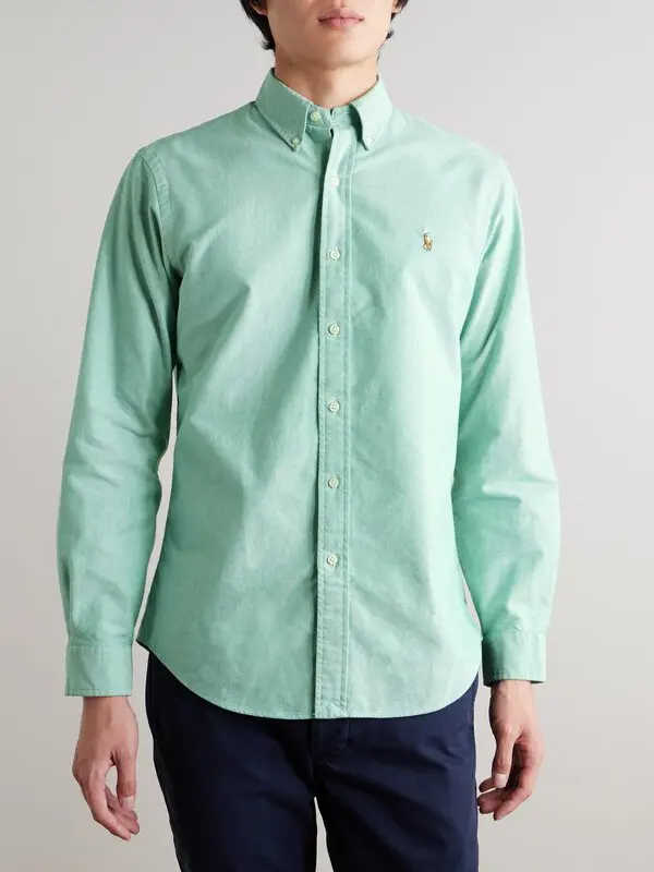 Polo Ralph Lauren Button-down Collar Logo-embroidered Cotton Shirt - Green