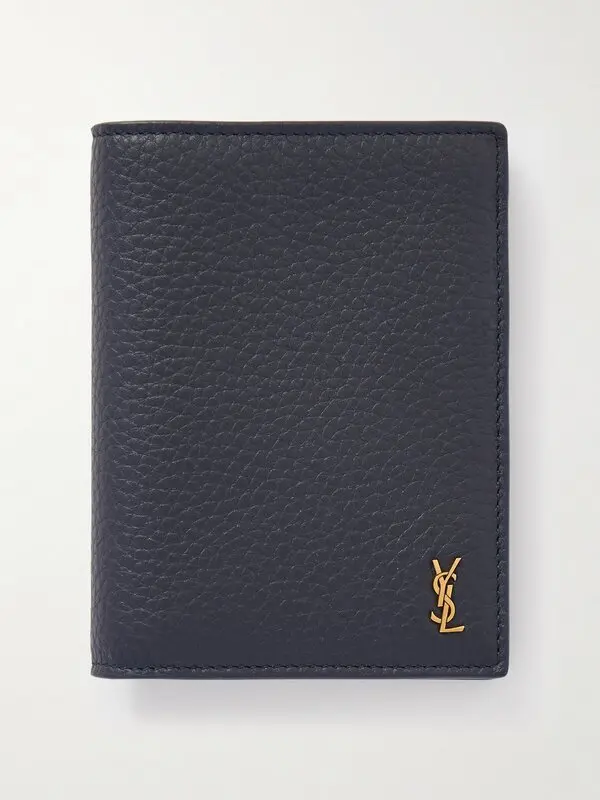Saint Laurent Full-grain Leather Billfold Wallet - Blue