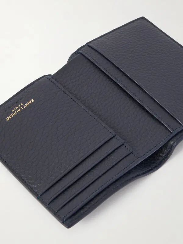 Saint Laurent Full-grain Leather Billfold Wallet - Blue