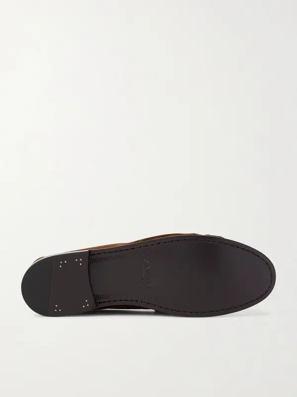 Saint Laurent Le Loafer Monogram Suede Penny Loafers - Brown