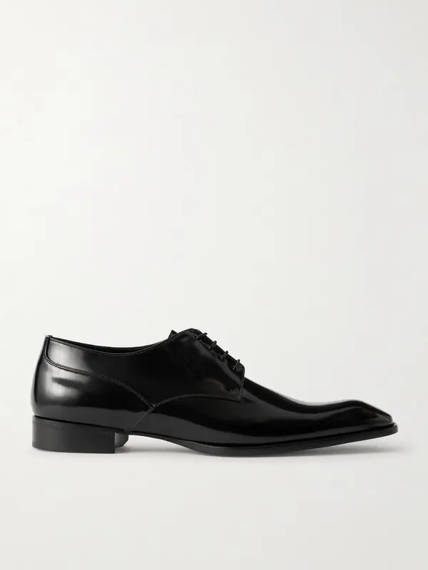 Saint Laurent Stanton Leather Derby Shoes - Black