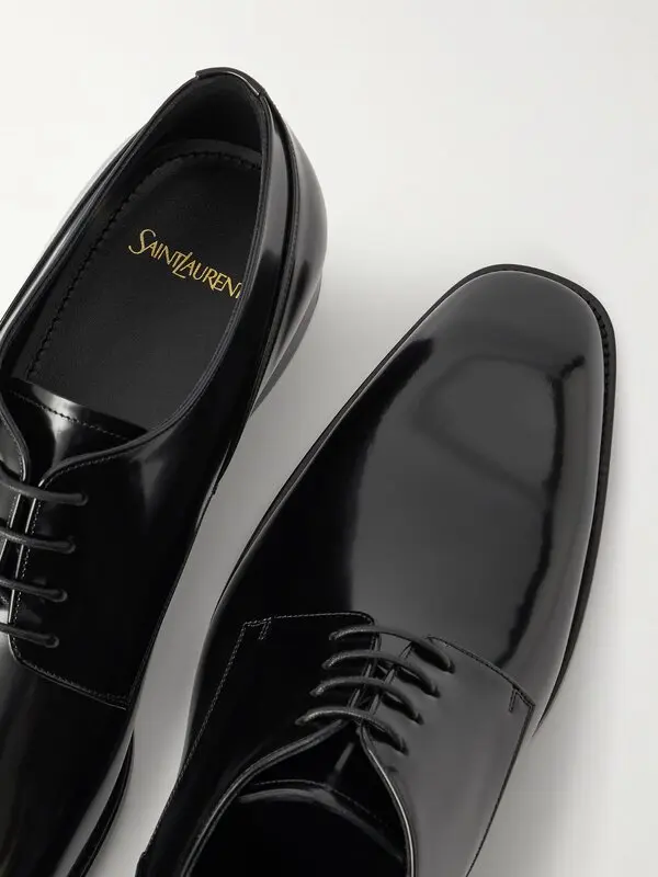 Saint Laurent Stanton Leather Derby Shoes - Black