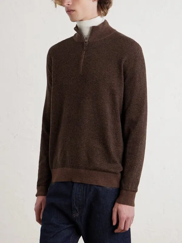 Loro Piana Roadster Cashmere Half-zip Sweater - Brown