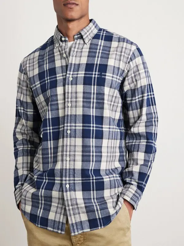 Polo Ralph Lauren Button-down Collar Logo-embroidered Checked Cotton Oxford Shirt - Blue