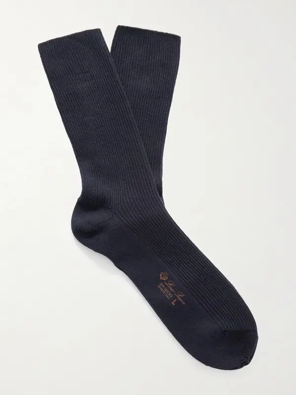 Loro Piana Ribbed Cashmere-blend Socks - Blue