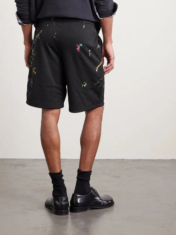 Gallery Dept. Studio Gym Paint-Splattered Mesh Shorts - Black - 30