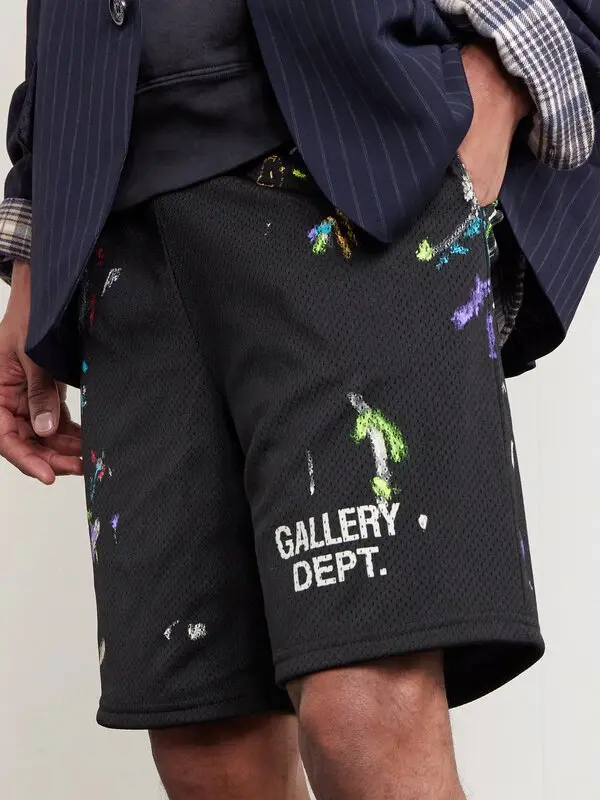 パンツ Gallery Dept. Studio Gym Paint Shorts Gallery Dept. Studio Gym Paint-Splattered Mesh Shorts - Black - 30