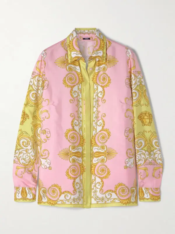 Versace Printed Silk-twill Shirt - Pink