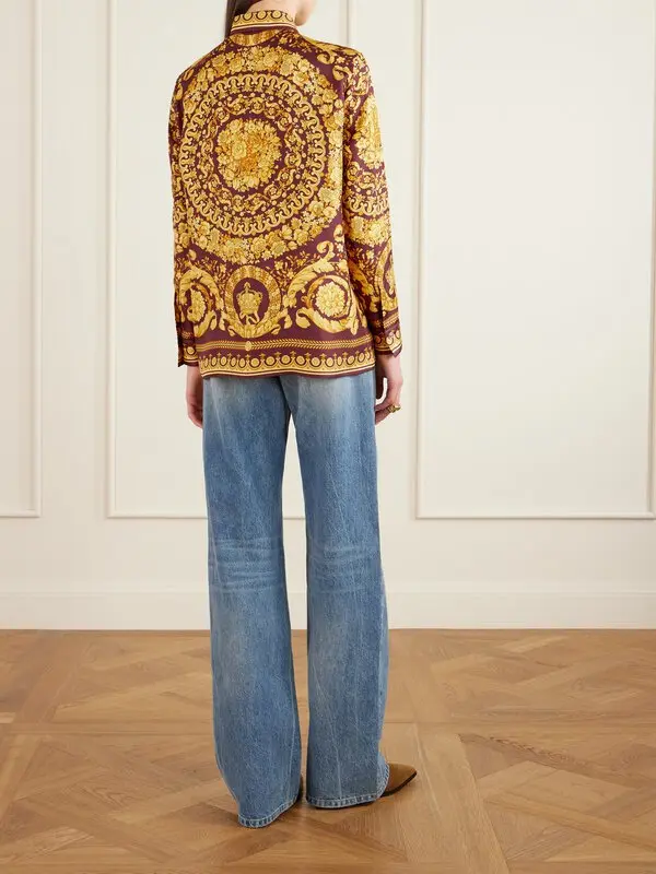 Versace Printed Silk-twill Shirt - Gold