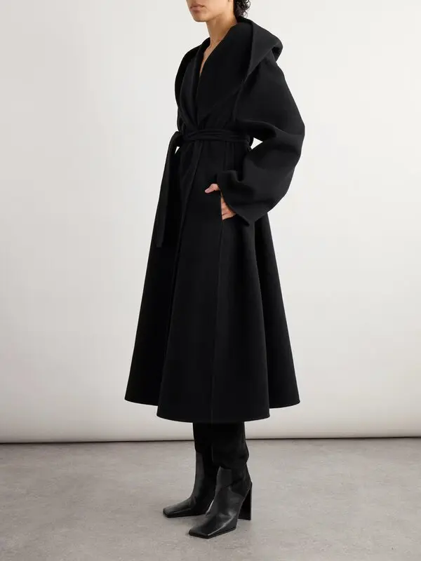Alaïa Hooded Belted Wool Coat