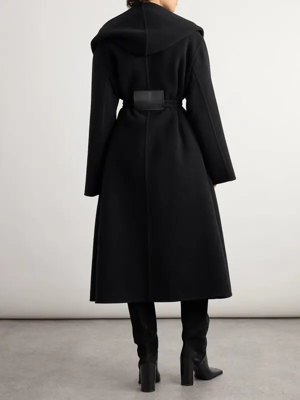 Alaïa Hooded Belted Wool Coat