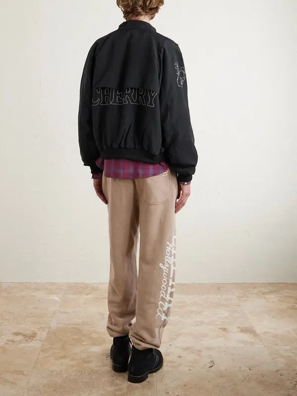 CHERRY LOS ANGELES Championship Embroidered Shell Bomber Jacket - Black