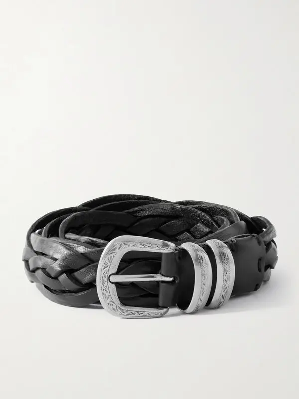 Brunello Cucinelli 3cm Woven Leather Belt - Black