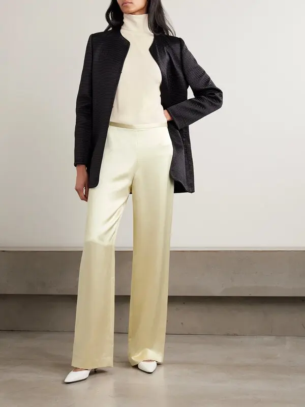 THE ROW Ardyn Hammered-silk Wide-leg Pants