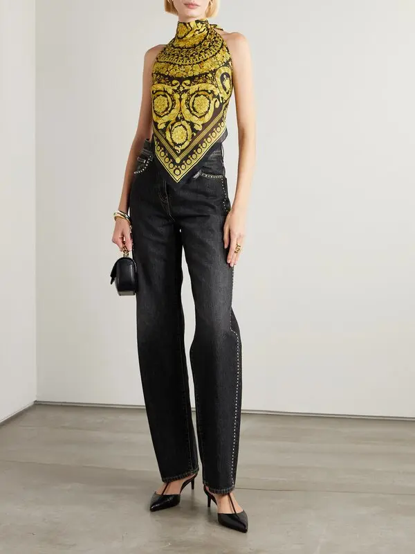 Versace Printed Cotton And Silk-blend Voile Blouse