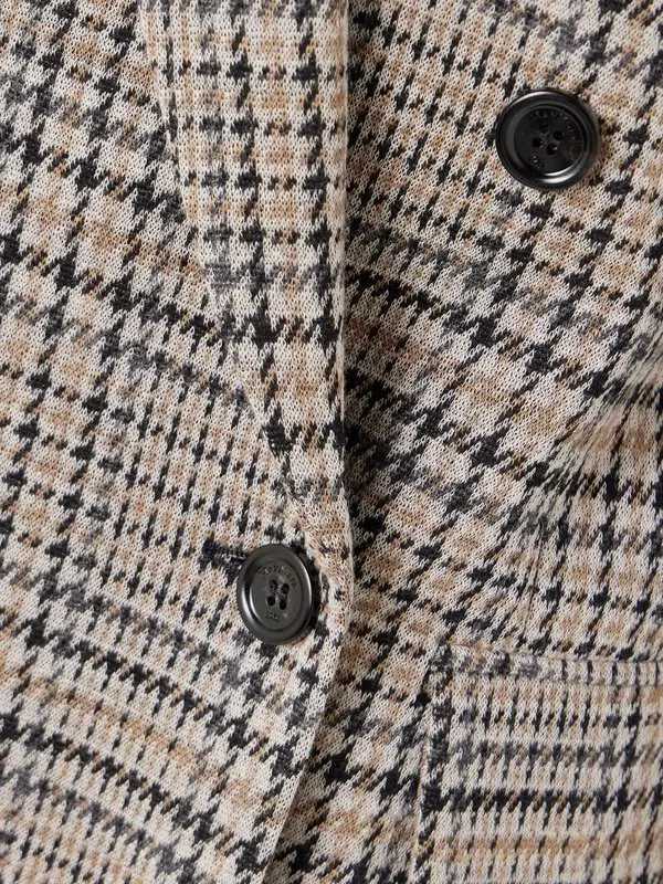 Max Mara Houndstooth Wool And Cotton-blend Double-breasted Blazer - Brown