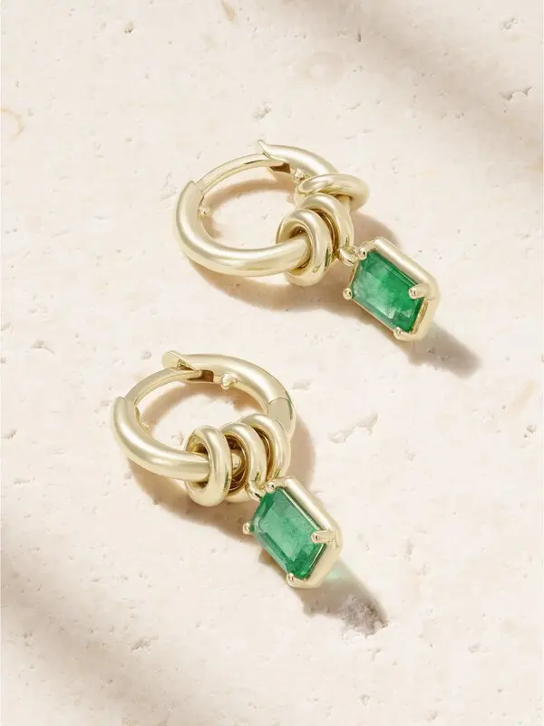 SPINELLI KILCOLLIN Zahra 18-karat Gold Emerald Drop Hoop Earrings - Green
