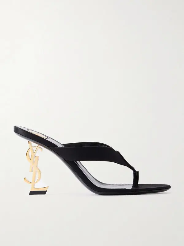 Saint Laurent Opyum Embellished Satin Sandals - Black