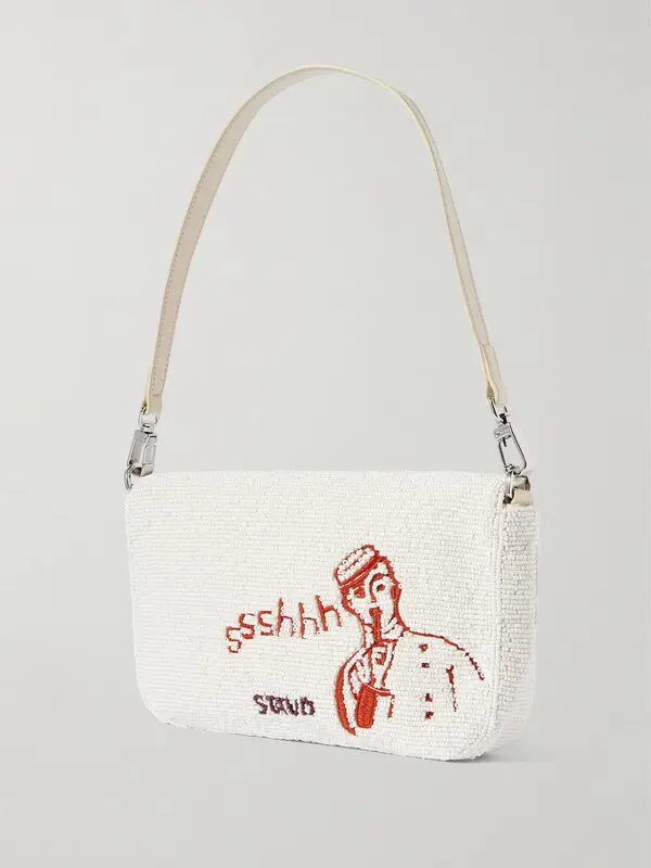 Staud Timmy Beaded Shoulder Bag - Neutrals