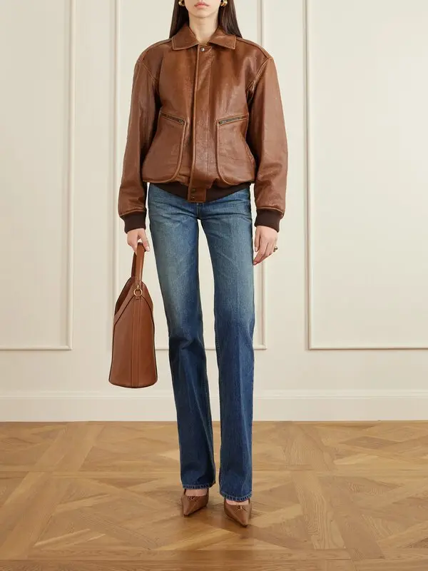 Saint Laurent Babylone Logo-embellished Leather Slingback Pumps - Brown