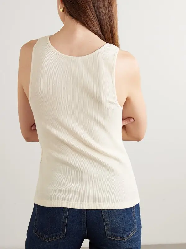 Saint Laurent Cassandre Embroidered Ribbed Tank