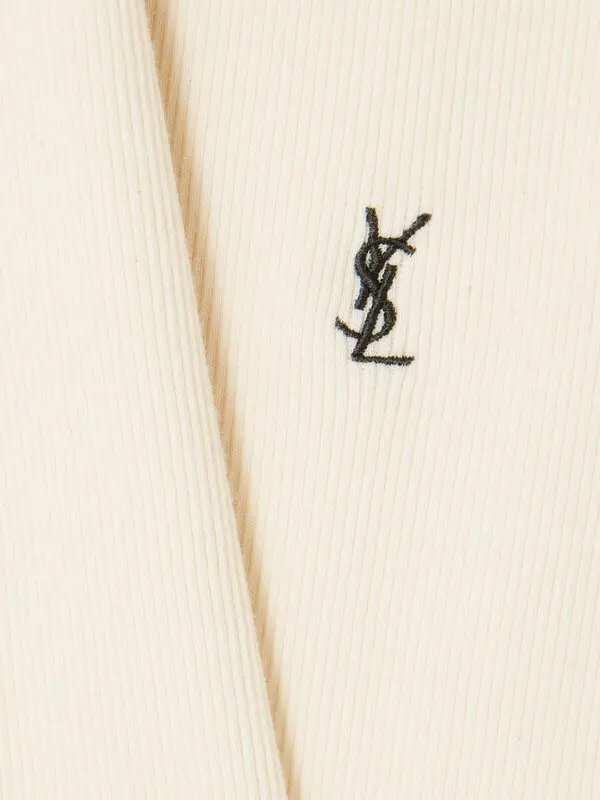 Saint Laurent Cassandre Embroidered Ribbed Tank