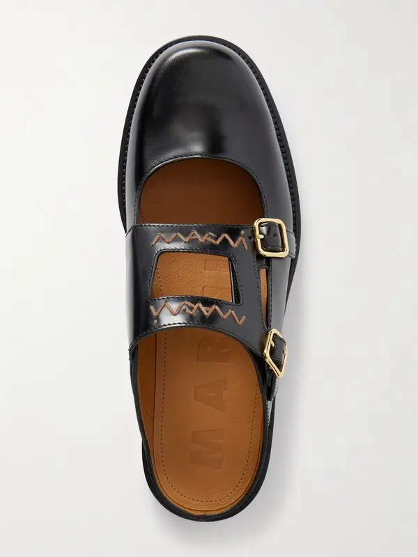Marni Sabot Woven Leather Slip-ons - Black