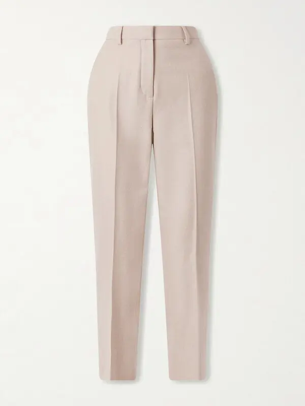 Loro Piana Dermot Cropped Wool And Cashmere-blend Flannel Pants - Neutrals