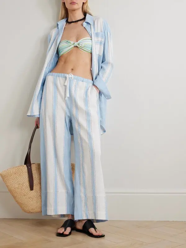 LEMLEM Desta Striped Wide-leg Pants - Blue