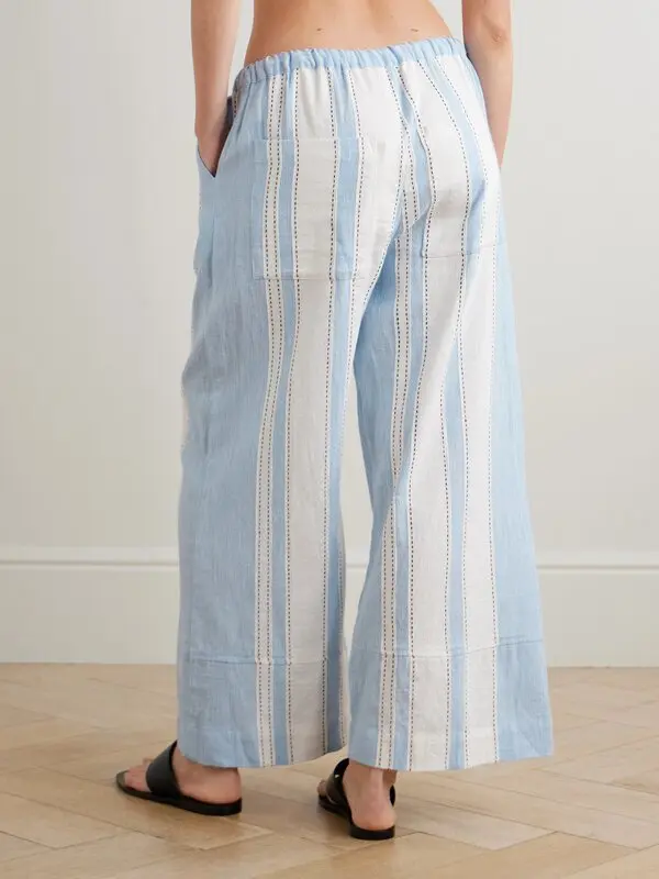 LEMLEM Desta Striped Wide-leg Pants - Blue