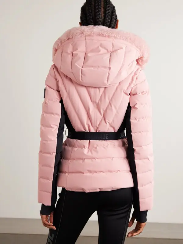 Mackage Elita Hooded Belted Quilted Down Ski Jacket - Pink