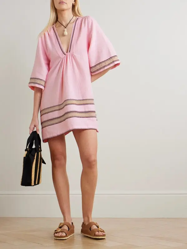 LEMLEM Belkis Striped Cotton Kaftan - Pink