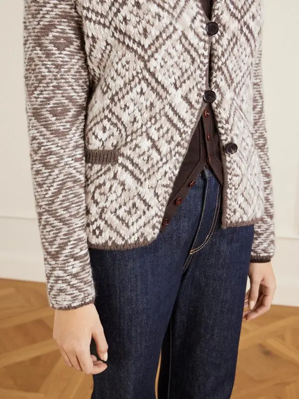 Loro Piana Jacquard-knit Cashmere Cardigan